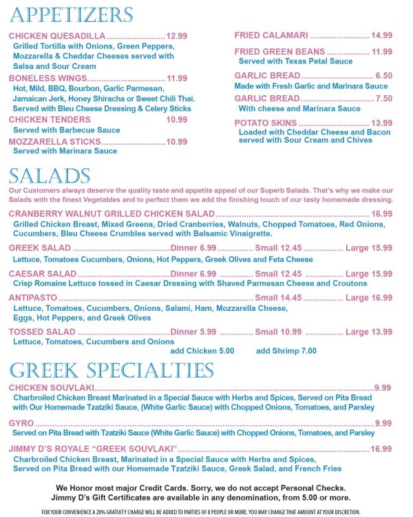 Menu – Jimmy D's Pizza Royal & Restaurant